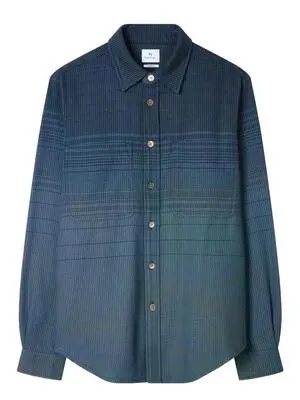 Paul Smith Gradient Buttoned Checked Shirt - Blue