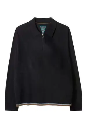 PAUL SMITH Zip Washable Merino Wool Polo Shirt
