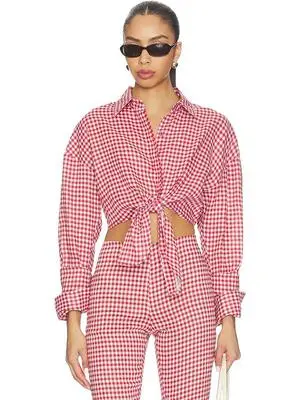 AEXAE Linen Shirt Tie Top - Red
