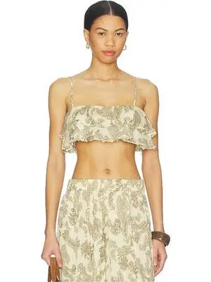 Hemant & Nandita Tiered Ruffle Cropped Top - Neutral