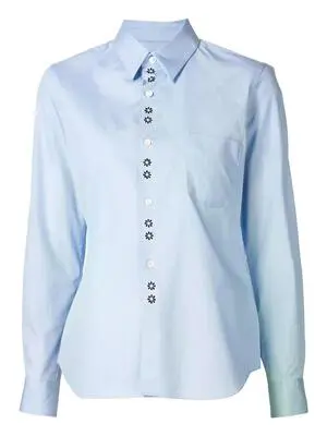 Comme Des Garçons Long Sleeve Floral Placket Shirt - Blue
