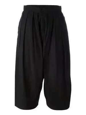 Comme Des Garçons Pleated Cropped Trousers - Black