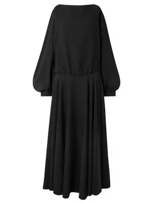 Balenciaga Balloon Gathered Draped Cutout Silk And Wool-blend Crepe Maxi Dress - Black