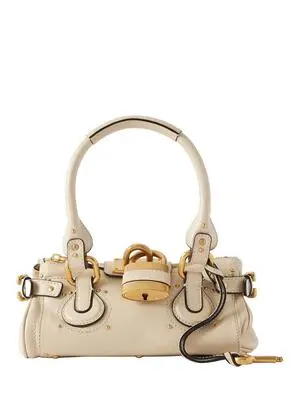 Chloé Paddington Embellished Textured-leather Tote - Neutrals