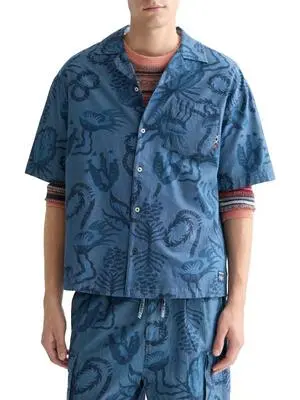 Scotch & Soda Floral Cotton Chambray Camp Shirt - Desert Floral Indigo
