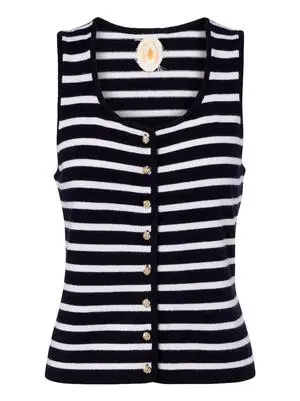 Jardin Des Orangers Striped Cashmere Vest - Blue
