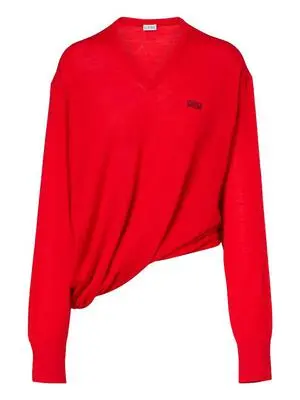 Loewe Asymmetric Wool Sweater Red