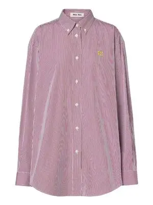 Miu Miu Striped Oversized Cotton Shirt - Red