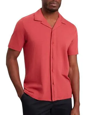 Ted Baker London Fendry Cotton & Linen Knit Camp Shirt - Deep-pink