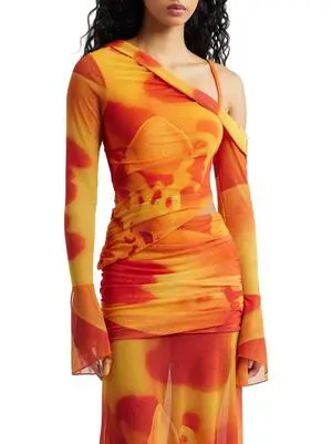 FENERS Susurro Print Off-The-Shoulder Top Peach