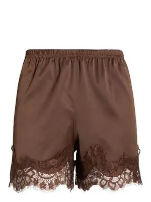 OPEN EDIT Lace Trim Satin Shorts