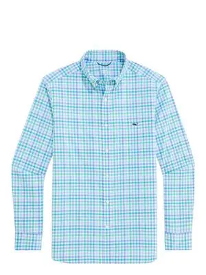 Vineyard Vines Mangrove Upf 30+ Button-down Shirt - Turquoise