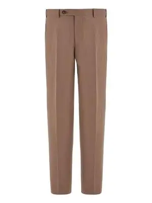 Canali Regular-fit Linen And Silk Pants - Brown