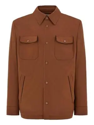 Canali Nuvola Burnt Overshirt In Technical Fabric With Membrane - Brown