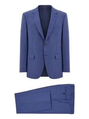 Canali 150's Wool And Silk Regular-fit Suit With Pinstripes - Light Blue
