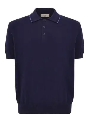 Canali Garment-dyed Giza Cotton Polo Shirt With Contrasting Piping - Blue