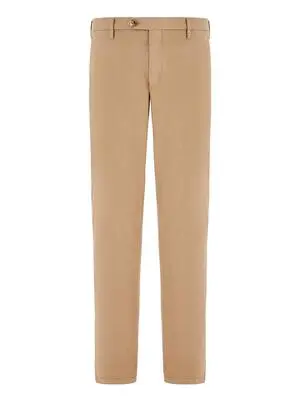 Canali Dune Regular Fit Chino Pants In Cotton And Silk Gabardine - Beige