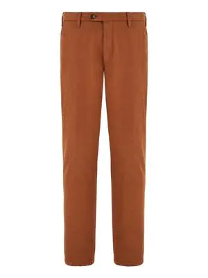 Canali Terracotta Regular Fit Chino Pants In Cotton And Silk Gabardine - Brown