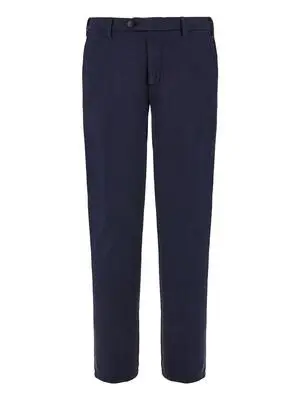 Canali Navy Regular Fit Chino Pants In Cotton And Silk Gabardine - Blue