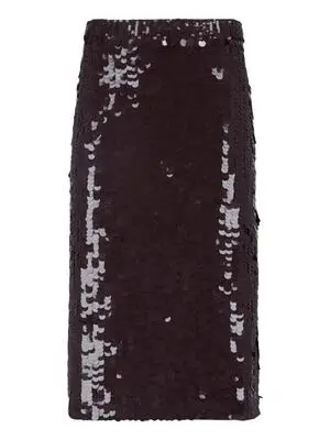 P.a.r.o.s.h Sequin Midi Skirt - Brown