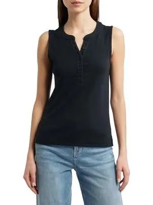 Rails Mayla Rib Henley Tank - Black