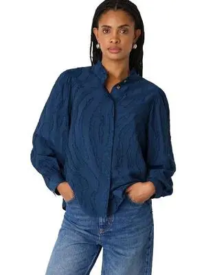 Whistles Animal Textured Shirt - Navy
