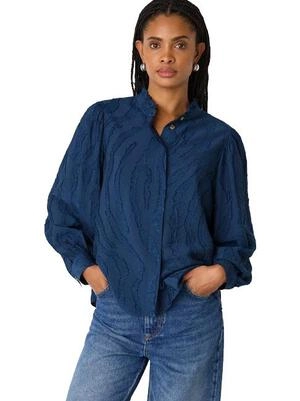 Whistles Textured Animal Stripe Shirt - Navy