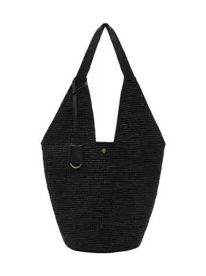 ANINE BING Leah Logo Hobo Bag - Black