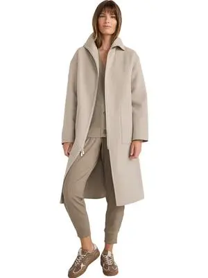 HAVEN WELL WITHIN Wool Blend Funnel Neck Coat - Light Ash