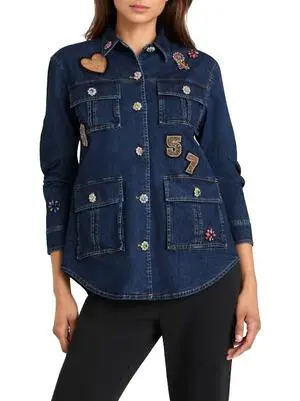 Cinq À Sept Retro Love Vera Denim Jacket - Abyss/multi