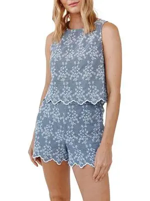 Bella Dahl Split Back Crop Tank - Floral Gingham