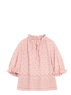 Valentino Garavani Cotton Ruffled Blouse - Pink
