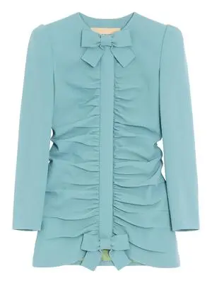 Valentino Garavani Virgin Wool Ruched Jacket - Blue