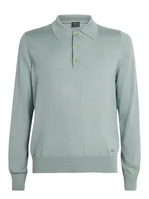 Brioni Cashmere-silk Long-sleeve Polo Shirt - Grey