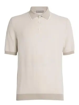 Corneliani Cotton Two-tone Polo Shirt - Beige
