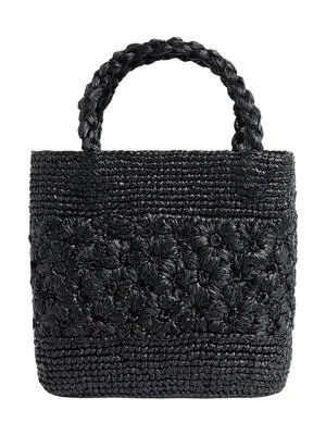 Rixo Raffia Milana Top-handle Bag - Black