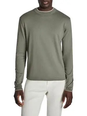 JACK VICTOR Dan Cotton Crewneck Sweater Olive