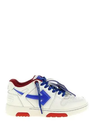 Off-White Leather Sneakers With Accents - Blue