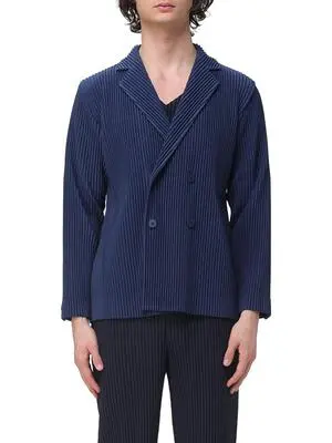 Issey Miyake Homme Plissé Double-breasted Pleated Blazer - Blue