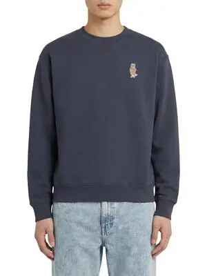 Maison Kitsuné Crewneck Sweatshirt With Embroidered Logo - Blue