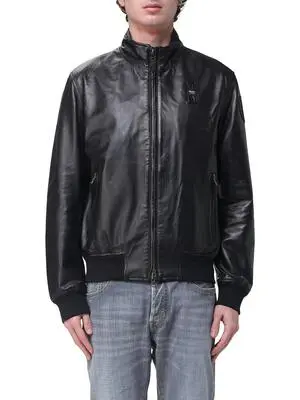 BLAUER. Leather Bomber Jacket - Black