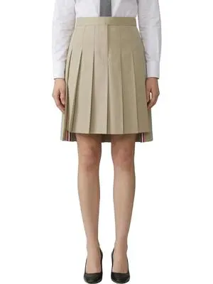 Thom Browne Cotton Pleated Mini Skirt - Beige