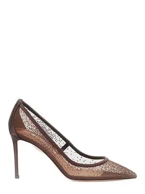 AQUAZZURA Embellished Mesh Pumps - Brown