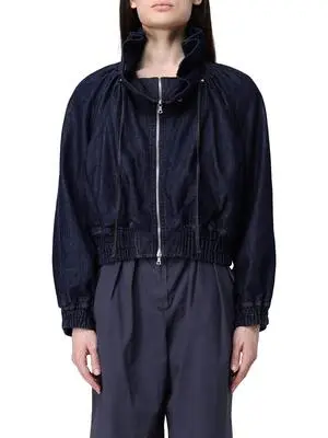 Dries Van Noten Denim Crop Bomber Jacket - Blue