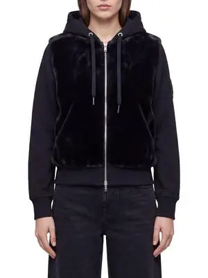 Moose Knuckles Fur Front Zip Hoodie - Black