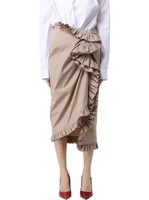 Dries Van Noten Dries Van Noten Asymmetric Cotton Skirt Beige