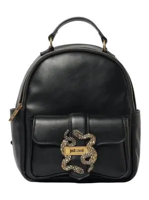 Just Cavalli Leather And Synthetic Leather Backpack - Black