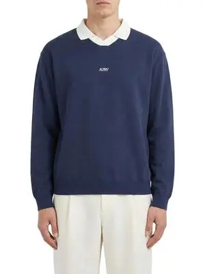 AUTRY Cotton Blend Long Sleeve Polo Shirt - Blue