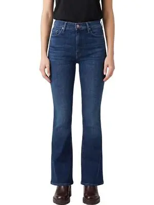 MOTHER Flared Jeans In Stretch Denim - Blue