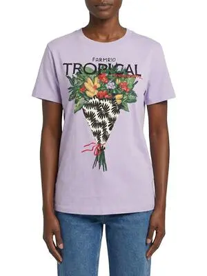 Farm Rio Tropical" Graphic T-shirt - Violet